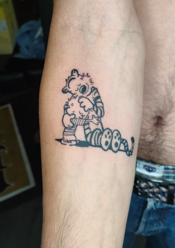 Minimalist calvin and hobbes tattoo - Bronctattooaus.com